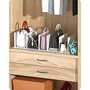 Baffect Adjustable Shelf Dividers, Plastic Purse Shelf Separators, Improved Handbag Organizers for Closet (Set of 2, White)