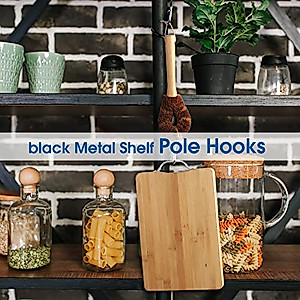 Coume 5 Pcs Shelf Pole Hooks Silver Black Steel Attachment Heavy Duty Wire Shelving Rack Utility Hanger Safety Wrap Hook for Storage Garage Use with Metal or Shelves and Racks