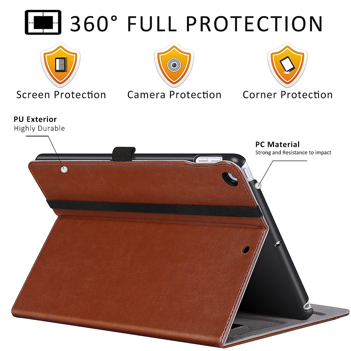 ZtotopCases for New iPad 9th/8th/7th Generation Case 10.2 Inch 2021/2020/2019, Premium PU Leather Folding Stand Cover for iPad 10.2" 9/8/7 Gen, Brown