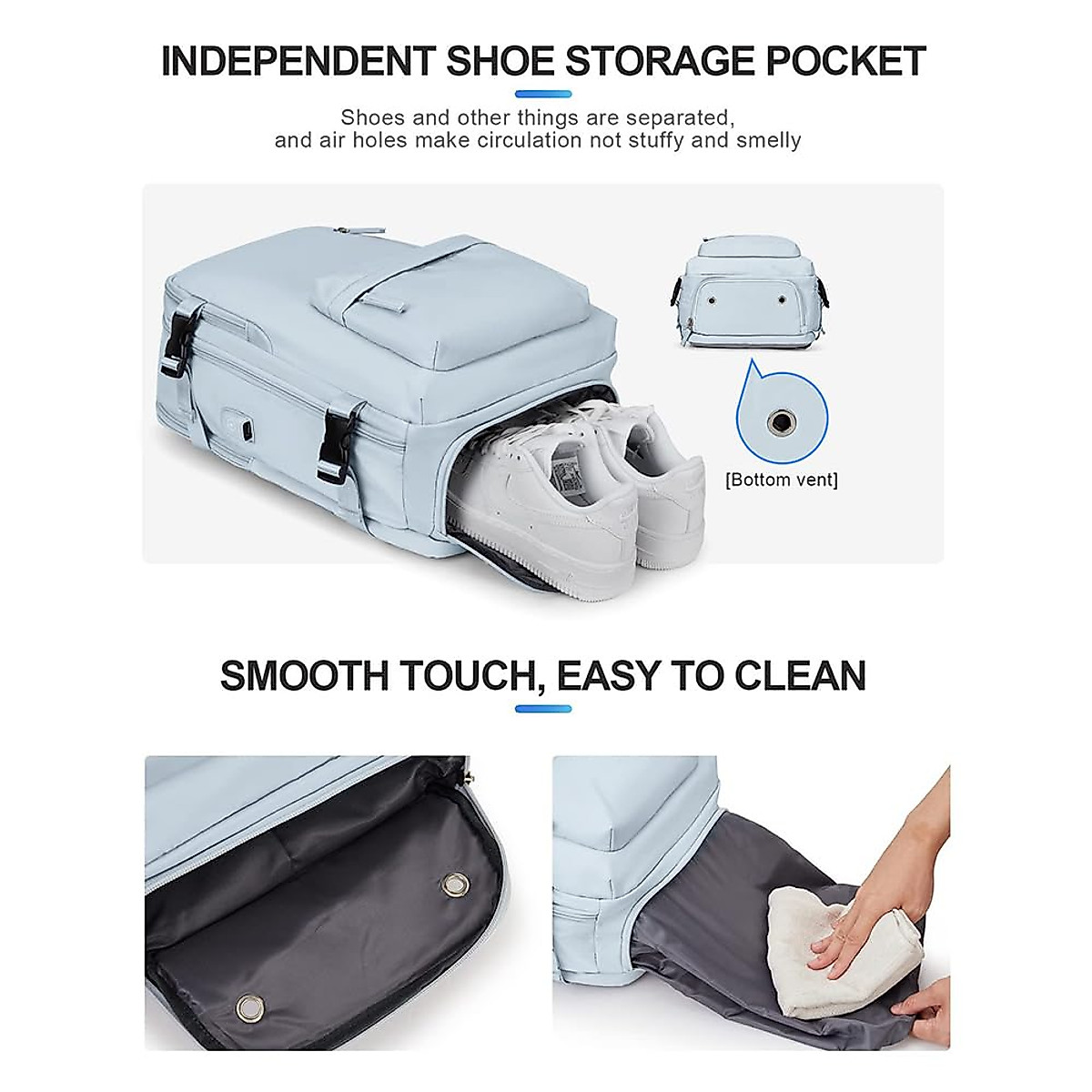 Alkyne Bidmanba Travel Backpack,Watreproof Hiking Backpack,Larg Capacity Backpack with Shoes Compartment and USB Port Charger (Pink)