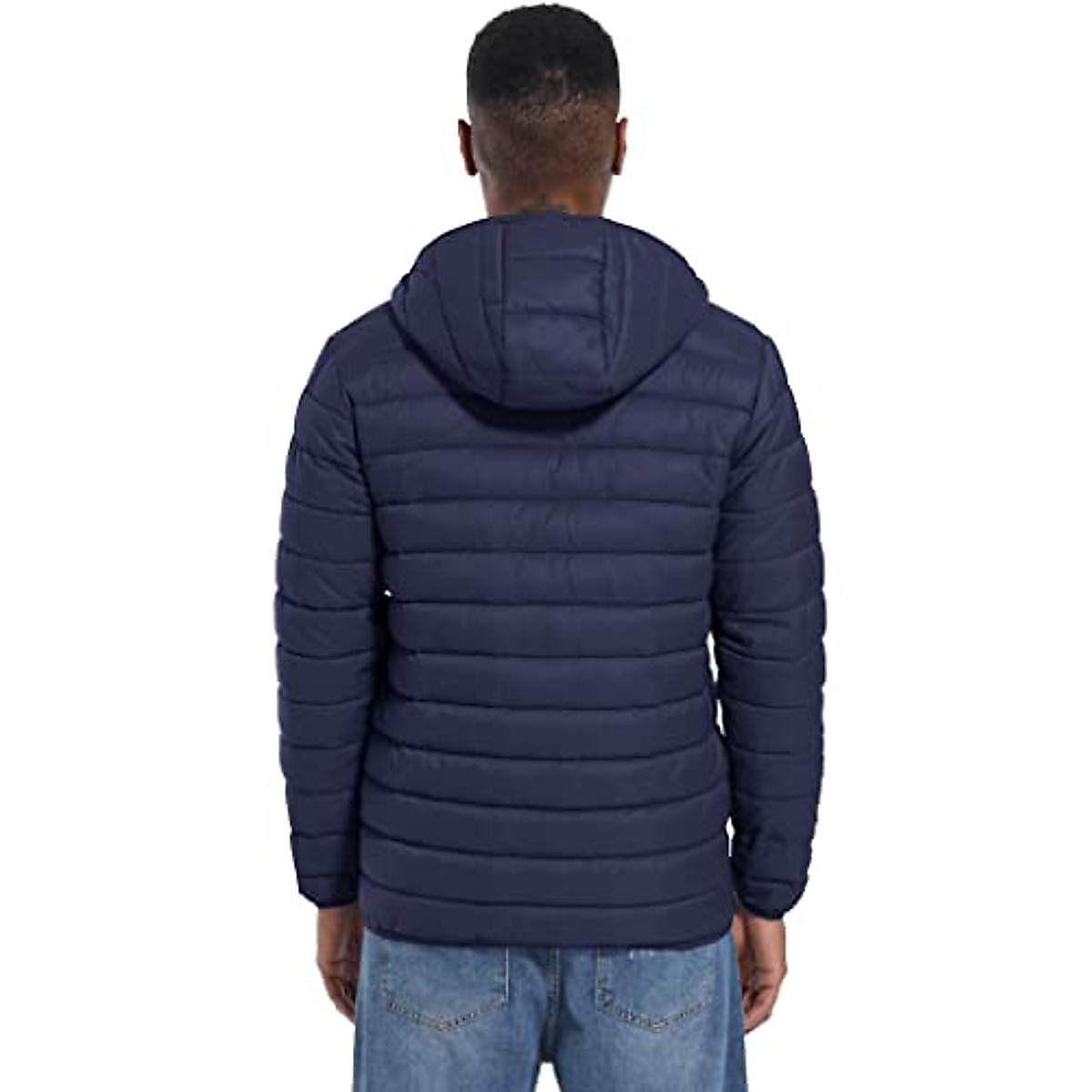 Men's Insulated Puffer Jacket Zip Up Down Jacket Hiking Jacket Winter Jackets Hooded Casual Jacket Winter Clothes Hiking Jacket Navy, XL