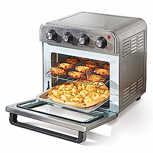 VEVOR 7-IN-1 Air Fryer Toaster Oven, 18L Convection Oven, 1700W Stainless Steel Toaster Ovens Countertop Combo with Grill, Pizza Pan, Gloves, 6 Slices Toast, 12-inch Pizza, Home and Commercial Use