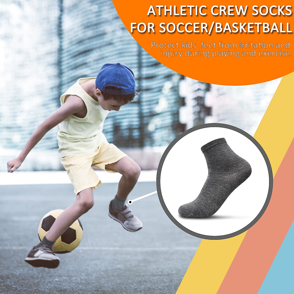 Kids Crew Socks, Mid Cut Socks for Toddler Kids Boys Girls(4-7 Years), 20 Pairs Athletic Mid Calf Socks Multipack