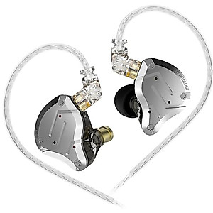 KZ ZS10 Pro in ear Monitors Wired Headphones, 1DD 4BA Metal iem, High Fidelity Gaming Earbuds with 2pins Tangle-Free Cable, Noise Cancelling Wired Earphones for PC Game Music Video(black, without mic)