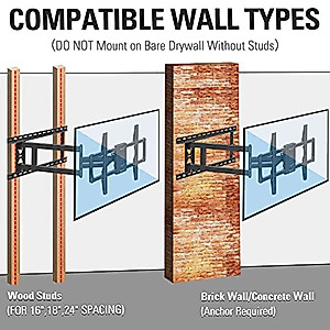 Mounting Dream Long Arm TV Wall Mount for 37-75 Inch TV, Corner TV Wall Mount with 32” Long Extension, Full Motion TV Mount Swivel & Tilt, Fits Max VESA 600x400mm,100 lbs, 16”,18”,24” Studs MD2285-LA