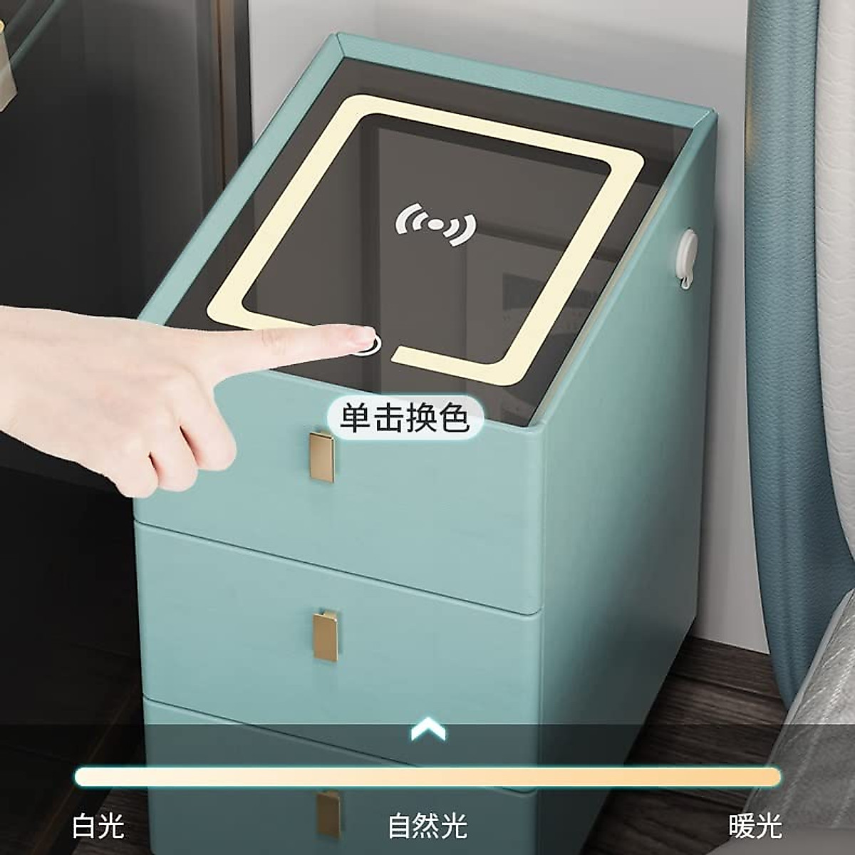 MJWDP Smart Bedroom Bedside Storage Cabinets Light Rechargeable Multifunctional Narrow Storage Cabinets