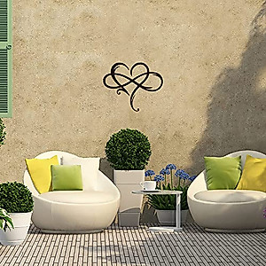 Infinity Heart Metal Wall Decor Art Eternal Love Infinite Heart wall decor 14x17 inch Unique Infinity Heart Wall Decor Love Sign Plaque Steel Art Geometric Bedroomr Ornaments Cut Out for Home Wedding Decor Black Indoor Outdoor Christmas Presents Gifts