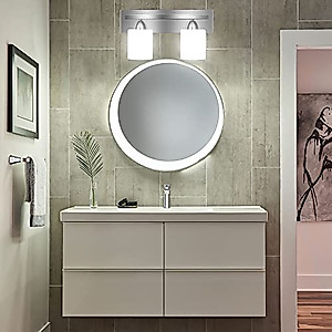 Bathroom Vanity Light Fixture, 2-Light Modern Bathroom Lights with Glass Shade, Brushed Nickel Bath Lighting Fixtures Over Mirror, Hollywood Style Interior Wall Sconce for Makeup Dressing Table