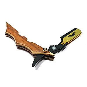 Black & Gold Barber Hair Shaving Straight Edge Razor Blade Folding Knife