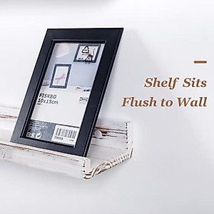 CRCHOM Picture Ledge Shelf 36" Wood Photo Shelves for Wall Mounted Long Floating Shelves with Lip Set of 3 Display Ledge Book Shelf for for Home Decor,Rustic White