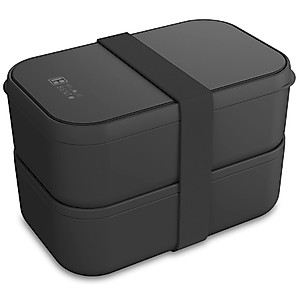 My Jolie Bento - All-in-One Double Layer Bento Lunch Box with Movable Dividers, Leakproof Lunch Container with Included Utensils, Microwave Safe, Perfect for Adults, Ideal for Portion Control