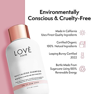 Love Hair - Revitalizing Shampoo, Natural Shampoo, Clarifying Shampoo for All Hair Types, Paraben & Sulfate-Free, Vegan & Cruelty-Free, No Synthetic Fragrance Hair Products, 12 Oz