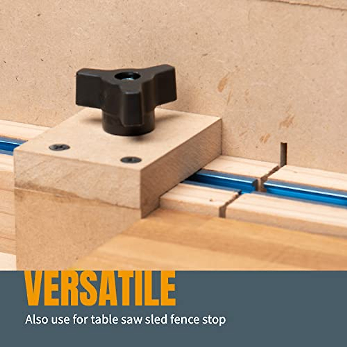 POWERTEC 71068 T Track Knob Kit with 1/4-20 by 1-1/2" Hex Bolts and Washers, Set of 10 T Track Bolts, T Track Accessories for Woodworking Jigs and Fixtures