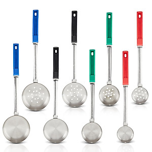 Portion Control Serving Spoons, Serving Utensil Set - Bariatric Surgery Must Haves - 8 Serving Utensils - Gastric Sleeve, Weight Loss, Home Cooking, Bariatric Measuring - 4 Solid and Perforated
