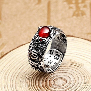 Feng Shui Ring Pixiu Ring Anillo Feng Shui Original Ring Mantra Amulet Protection Wealth Luck Ring Gifts for Men