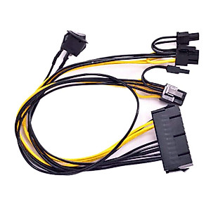 GinTai ATX 24 Pin to 2 Port PCIe 6+2 Pin 8-（pin） 6Pin Power Cable + On Off Switch