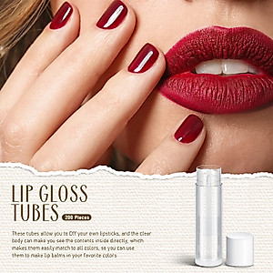Nuanchu 200 Pcs Lip Balm Tubes Empty Lip Gloss Tubes Bulk Women 0.186 Oz/ 5.5 ml Lip Gloss Container Kit Clear PVC Lip Gloss Containers with Caps Lipstick Tubes for DIY (White, Clear)