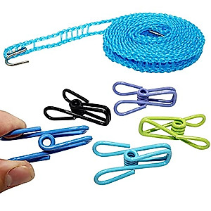 Multipurpose Clothes Pins，Portable Clothesline,Metal Clip Assorted Colors Utility Clips (Mixed Colors 20pcs)