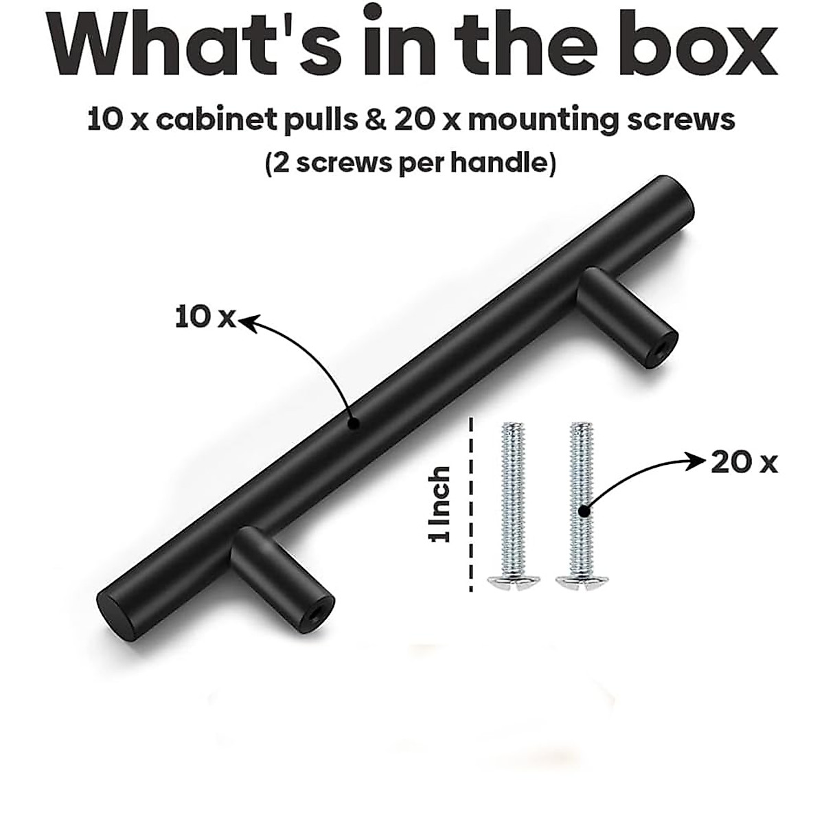 10 Pack Black Drawer Handles 7 1/2 inch Cabinet Pulls Full Length, 5inch Hole Spacing, Black Kitchen Cabinets Handles, Kitchen Drawer Pulls & Dresser Handles, Kitchen Hardware for Cabinets and Drawers