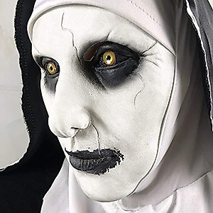 ABETER Scary Halloween Horror Mask, Creepy evil mask, Terrifying Halloween Costume Party Props Clearance (Nun mask)