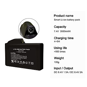 J JINPEI Rechargeable 7.4V 3000mAh Li-ion Heated Gloves Batteries, Rechargeable Batteries for Heated Gloves, Ski Mittens, Socks, Hat, Knee Braces (1pcs Included)