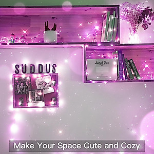 suddus Pink Fairy Lights Battery Operated Outdoor Waterproof, 66ft 200 Led String Lights with Remote, Twinkle Lights for Valentines Day, Bedroom, Dorm, Tapestry, Christmas, Party Decorations