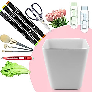 LeonBach 5 Pack White Hanging Cup Holders, Rolling Cart Accessories Hanging Pencil Holder Storage Containers Hanging Buckets Hanging Bins