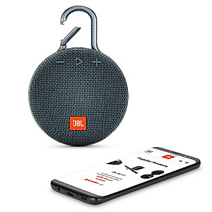 JBL Clip 3, Blue - Waterproof, Durable & Portable Bluetooth Speaker - Up to 10 Hours of Play - Includes Noise-Cancelling Speakerphone & Wireless Streaming