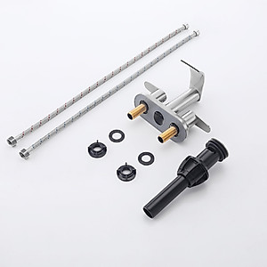 Jodulos 4 inch Centerset 3 Hole Bathroom Faucets Brushed Nickel, Center Set Faucet with cUPC Supply Lines, 2 Handle Waterfall Bathroom Sink Faucet with Pop Up Drain Stopper JU-DE-201-BN