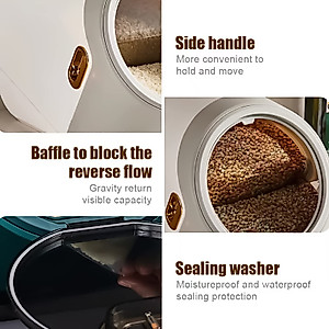 PUOENFGR Space Warehouse Grain Storage Container,Large Capacity with Measuring Cup and Lid.Moisture and Moldy BPA Free For Storing Rice,Beans,Flour,Pet Food Etc (16.54LB, White)