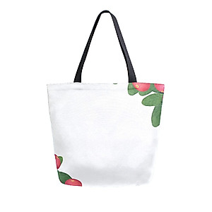 Canvas Tote Bag Berries Cranberry Branch Leaves Woman Beach Bag Watercolor Botanical Shoulder Bag School Had Bag Large Reusable Handbag Lightweight for Shopping Grocery Travel Holiday Gift