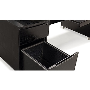 Zuri Furniture 79" Modern Ford Executive Desk with Filing Cabinets - Black Oak