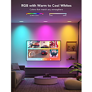 Govee Smart Recessed Lighting 6 Inch, Wi-Fi Bluetooth Direct Connect RGBWW LED Downlight, 65 Scene Mode, Work with Alexa & Google Assistant with Junction Box, 1100 Lumen, 4 Pack