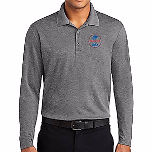 Ford Mustang Shelby Blue and Red Long Sleeve Polo, Grey Medium