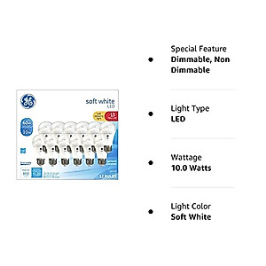 GE Soft White 60 Watt Replacement LED Light Bulbs, General Purpose, Dimmable Light Bulbs (Soft White, 12 Pack) (12)