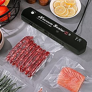 Vacuum Sealer, Food Vacuum Sealer Machine For Food Storage, Automatic Food Vacuum Sealer For Food Preservation Sealing Packing System, With 10Pcs Vacuum Sealer Bags (Black)