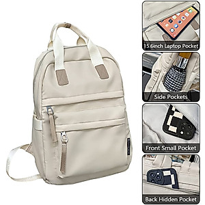 Laptop Backpack for Women Laptop Backpack Travel Business Computer Tote Bag for Girls Work Travel (Beige)