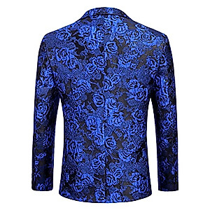 COOFANDY Men's Floral Tuxedo Jacket Rose Embroidered Suit Jacket Wedding Prom Dinner Party Blazer