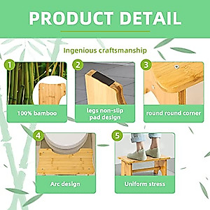 Toilet Stool Bathroom Stool Bamboo Poop Stool with Non-Slip Mat, Portable Toilet Foot Stool - Wood Color …