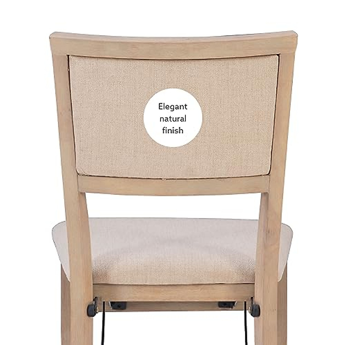 Linon Keira Wooden Folding Chair Upholstered Seat and Back Set of 2, Dining Height, Rustic Natural & Beige