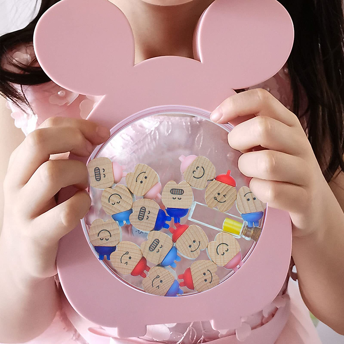 Ghims Tooth Fairy Box for Kids, Baby Tooth Keepsake Box, Tooth Holder Box for Boys and Girls, Baby Tooth Storage Organzier, Beech and Silicone Kids Tooth Convenient Storage Holder Gifts (Blue-Beech)