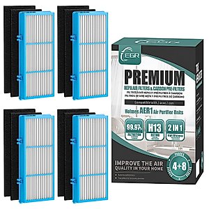 EGR AER1 Filter Replacement for Holmes, HAPF30AT-Total Air HEPA Type Filter Compatible with Holmes Air Purifier HAPF30AT and HAP242-NUC (4 Ture HEPA + 8 Carbon Booster + 2 Cleaning Brushes)