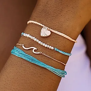 Pura Vida By the Sea Style Bracelet Pack - Stackable Bracelets for Women - Handmade Accessories, Adjustable Bands - Multicolor, Set of 4