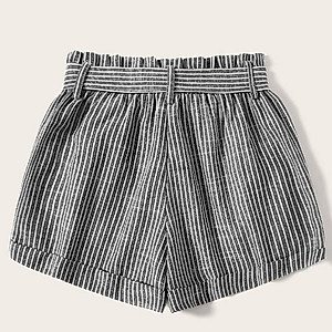 Shakumy Women Casual Elastic Waist Striped Bowknot Shorts Loose Stretch Summer Beach Shorts with Pockets Workout Hot Pants