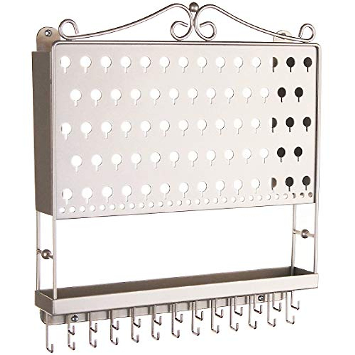 Angelynn's Stud Dangle Earring Holder Wall Hanging Jewelry Organizer Display Necklace Bracelet Closet Storage Rack Tray, AAA Satin Nickel Silver