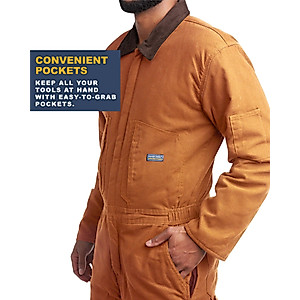 Bass Creek Outfitters Men's Coveralls – Water Resistant Insulated Long Sleeve Duck Canvas Jumpsuit (Sizes: M-XXL), Size Large, Wheat