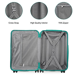 Somago 4 Piece Luggage Sets Expandable Suitcase (Only 24") Traveling Hardside Polycarbonate Lightweight Suitcases with 4 Wheels TSA lock YKK Zippers (14"/20"/24"/28", Turquoise Blue)