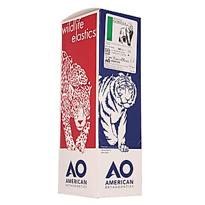 American Orthodontics Elastics Wildlife Gorilla | Medium, 4.5 Oz, 3/16" Size, 100 Packs Per Box, 10,000 Total | Made in The USA | Exacting Dimensions, Precision Cutting, Top Quality Latex Tubing