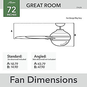 Hunter Fan Company 59628 Solaria Ceiling Fan, 72", Matte Black