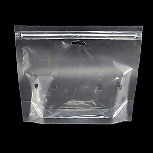 FDA Compliant Double-Sided Transparent Portable Food Storage Zip Top Bags Pouch with Butterfly Hang-Hole and Vent Hole (100, 35oz)